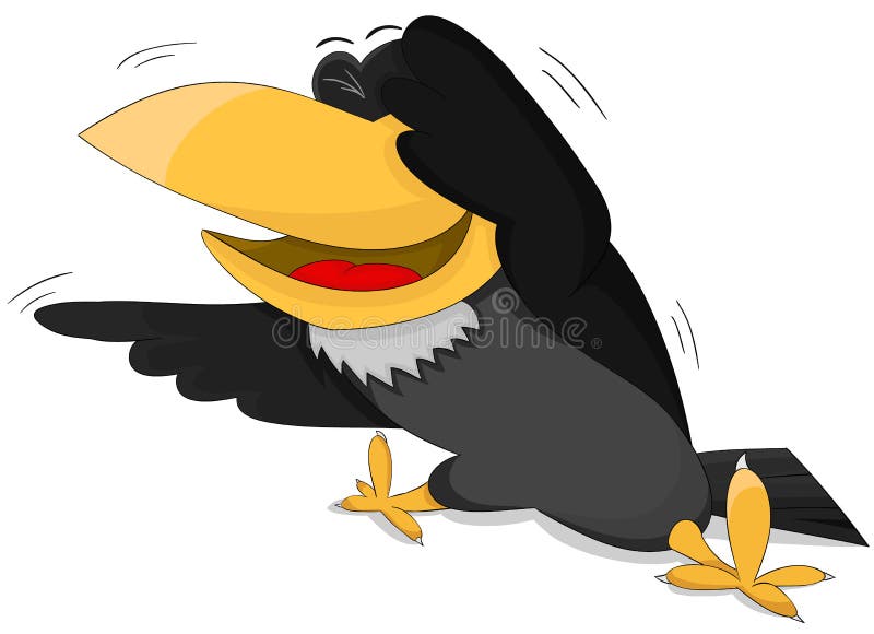 Cute raven cartoon waving stock vector. Illustration of presenting ...