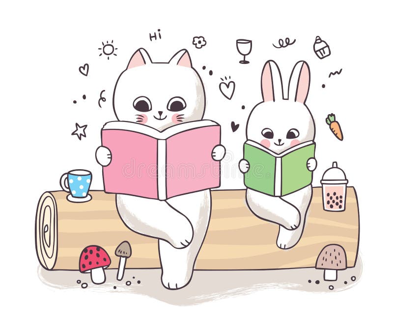 Cartoon Rabbit Reading Book Stock Illustrations – 452 Cartoon Rabbit ...