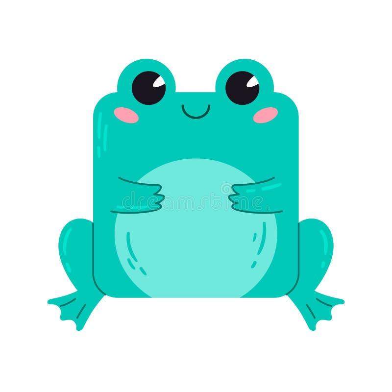 A Cartoon Cute Square Shaped Frog. Square Icon for Apps or Games Stock ...