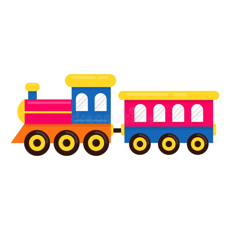 Cartoon Cute Train with Railway Carriage Stock Vector - Illustration of ...
