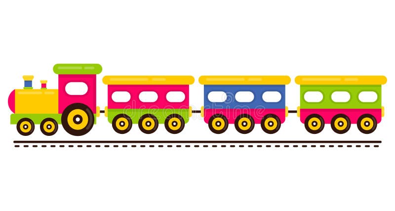 Cartoon Cute Train and Railway Wagons on Rails Stock Vector ...