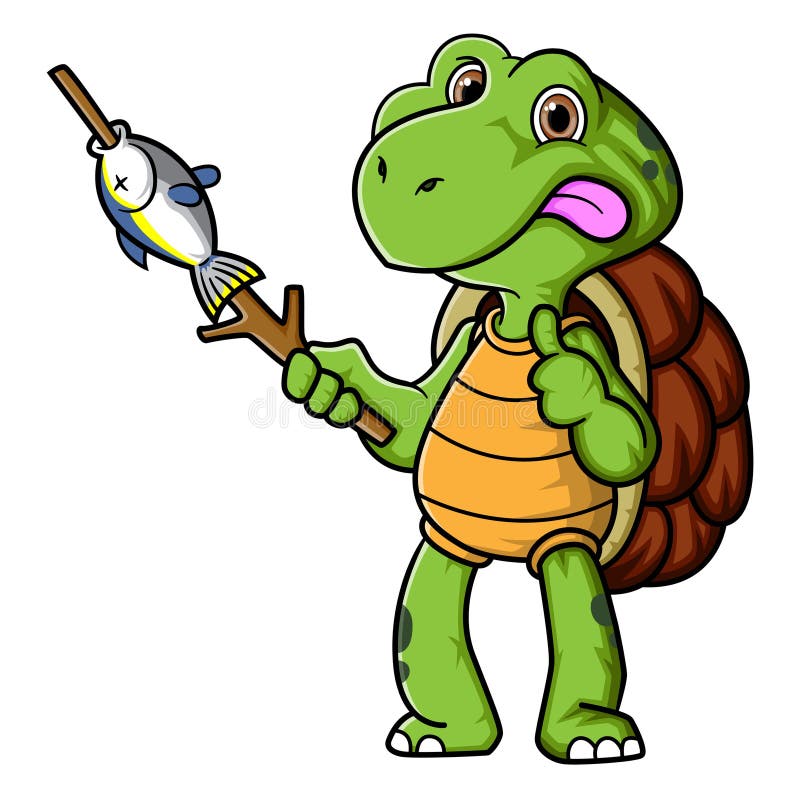 The Small Turtle is Playing Basketball and Shoot the Ball Stock Vector ...