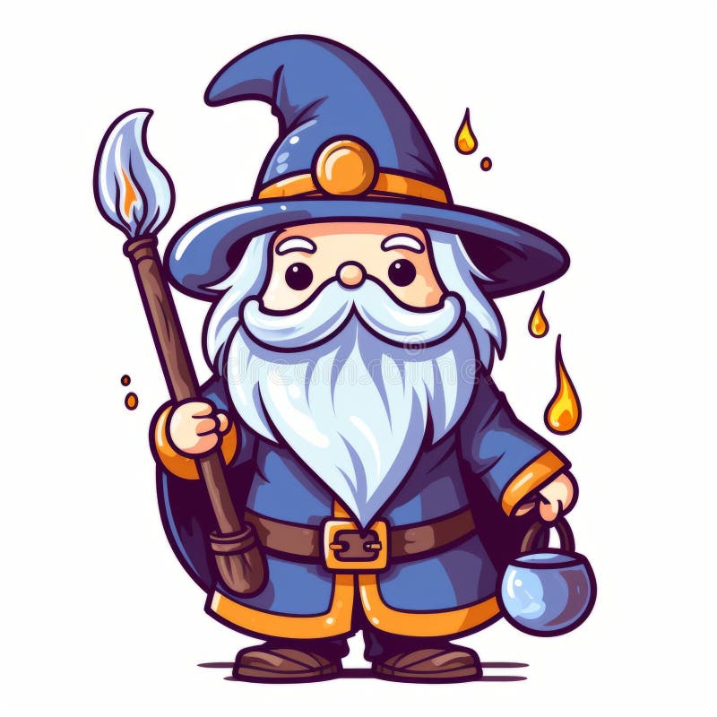Cartoon Cute Wizard. Vector Illustration. Cute Cartoon Wizard Stock ...