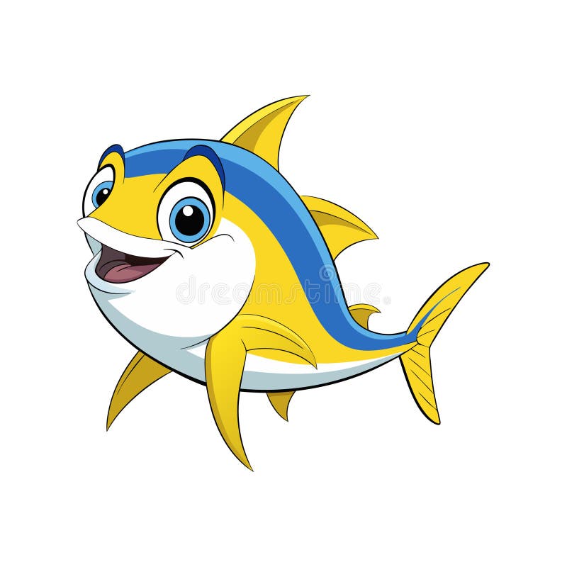 Cartoon Cute Yellow Tuna Fish Stock Vector - Illustration of ...