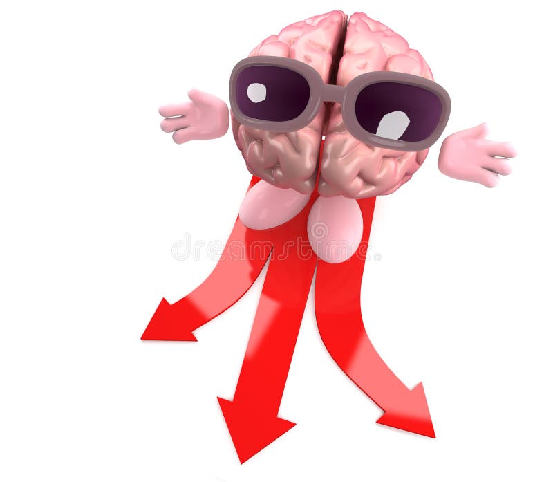 Cartoon 3d Brain Character Choosing Which Direction To Travel Stock ...