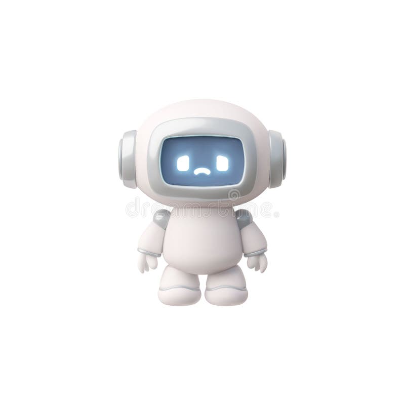 Cartoon 3D Chat Bot with a Sad Face on an Isolated Background. Stock ...