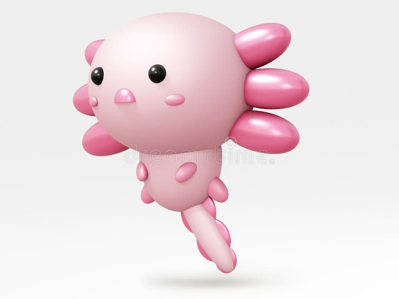 Cartoon 3D Illustration of Cute Axolotl Stock Illustration ...