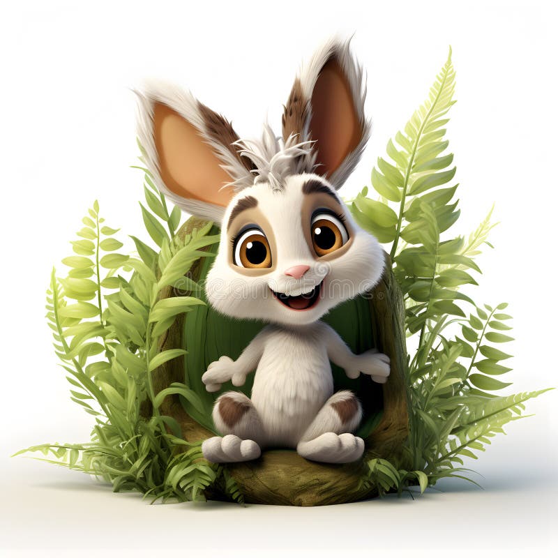 Cartoon 3d Rabbit in the Jungle Stock Illustration - Illustration of ...