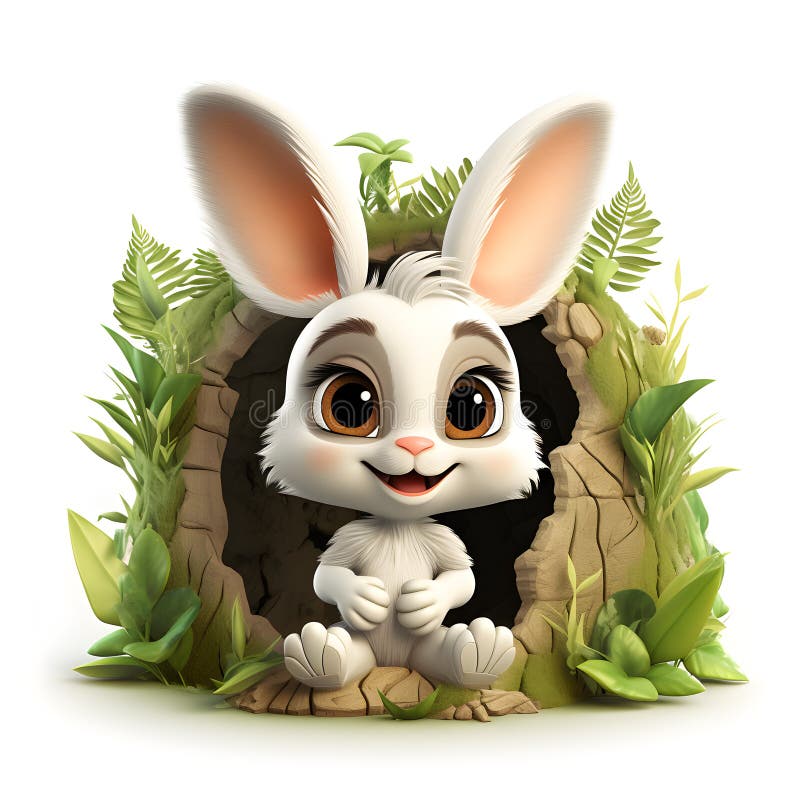 Cartoon 3d Rabbit in the Jungle Stock Illustration - Illustration of ...