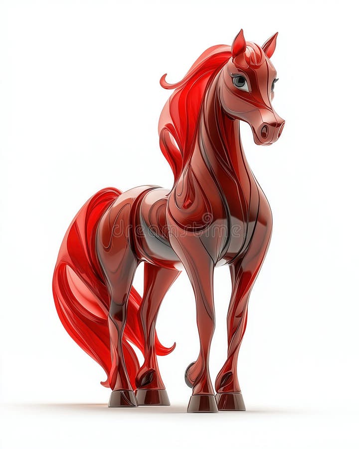 Cartoon 3d, Red Horse on a White Background. Stock Photo - Image of ...
