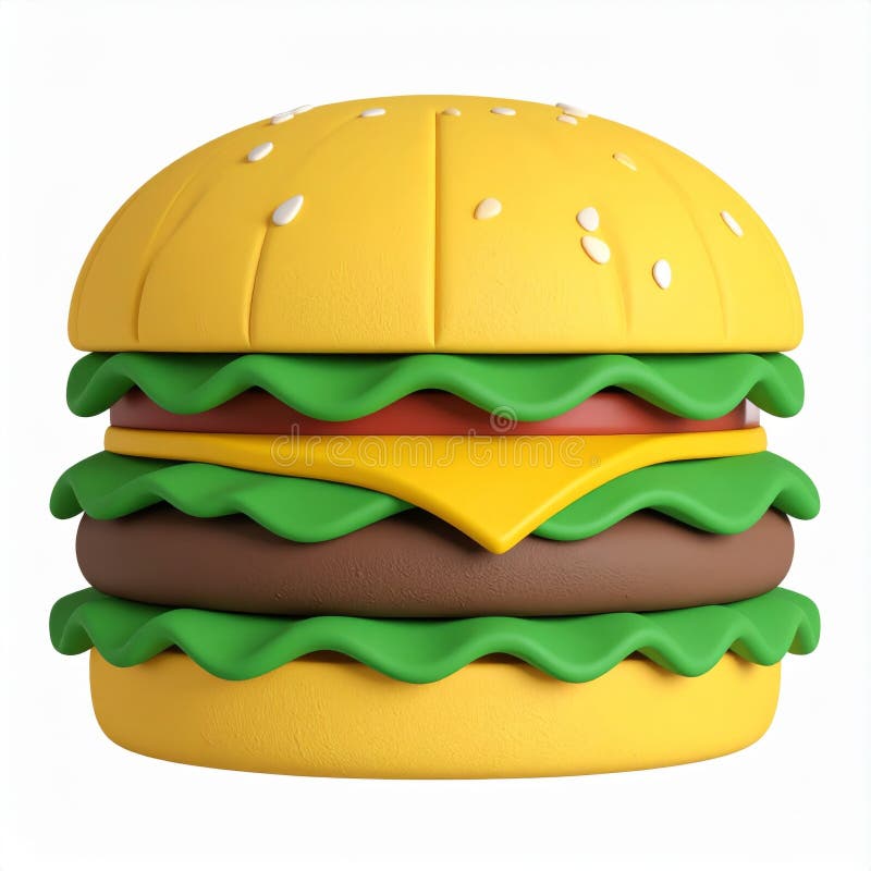 Cartoon 3D Rendering of a Delicious Cheeseburger Stock Illustration ...
