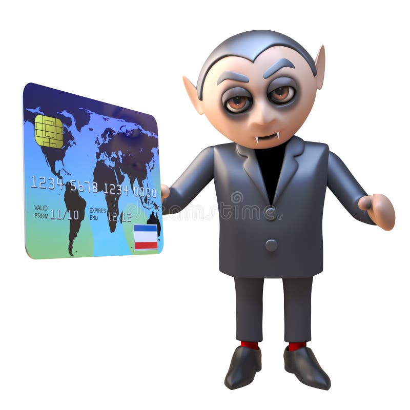 Cartoon 3d Vampire Dracula Monster Paying with a Debit Card, 3d ...