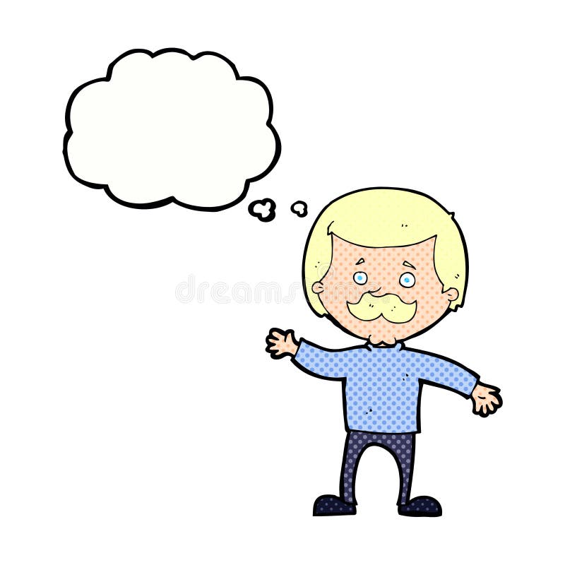 Cartoon Dad Waving with Thought Bubble Stock Illustration ...