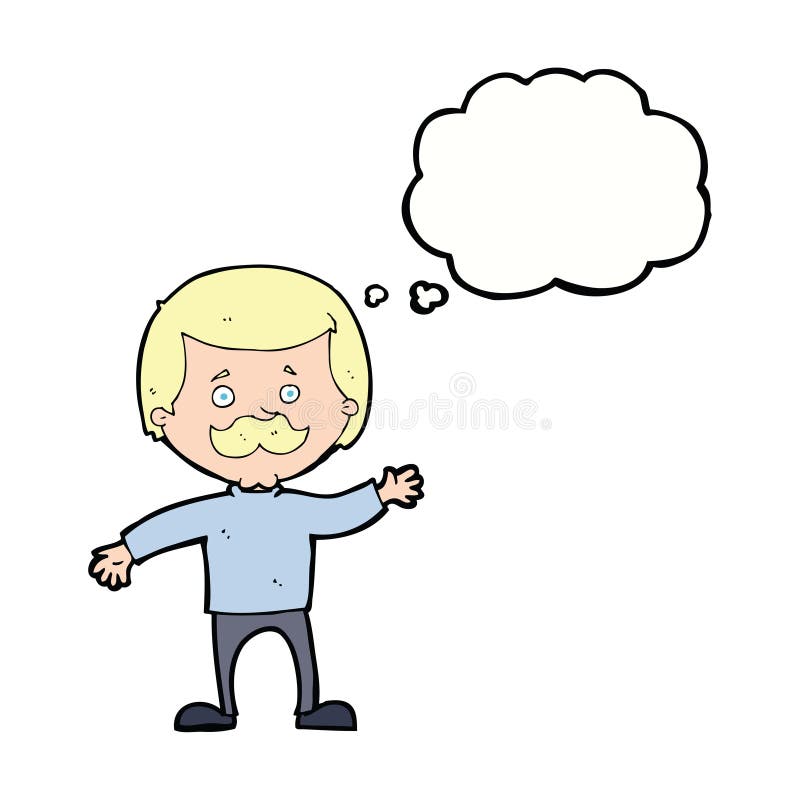 Cartoon Dad Waving with Thought Bubble Stock Illustration ...