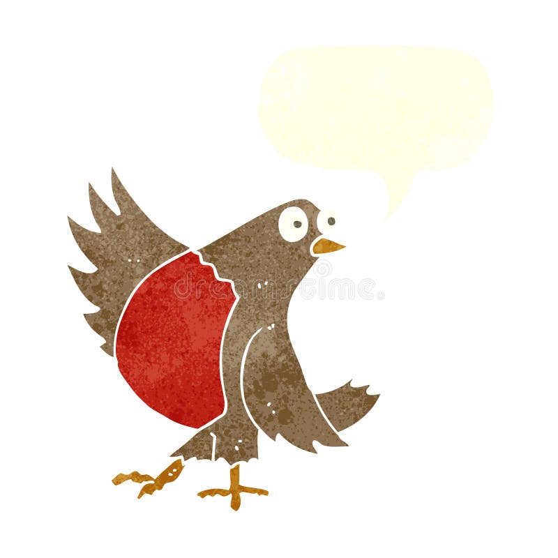 Cartoon Dancing Robin with Speech Bubble Stock Illustration ...