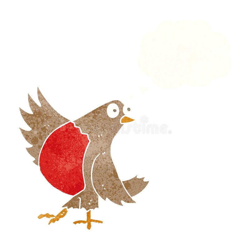 Cartoon Dancing Robin with Thought Bubble Stock Illustration ...