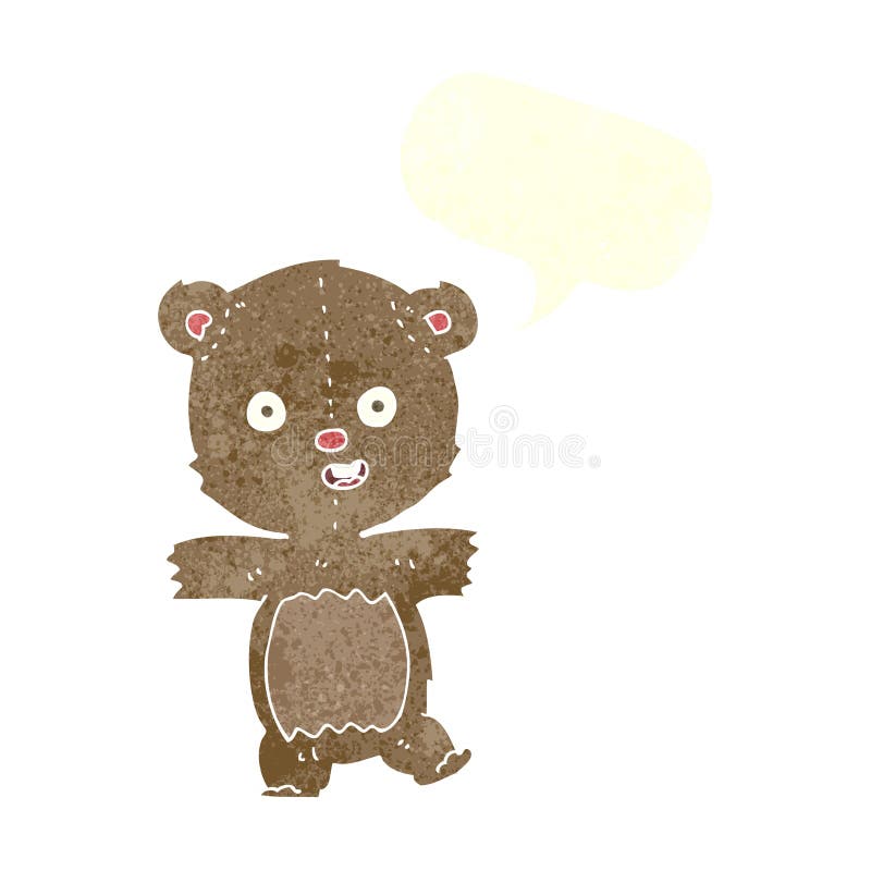 Cartoon Dancing Teddy Bear with Speech Bubble Stock Illustration ...
