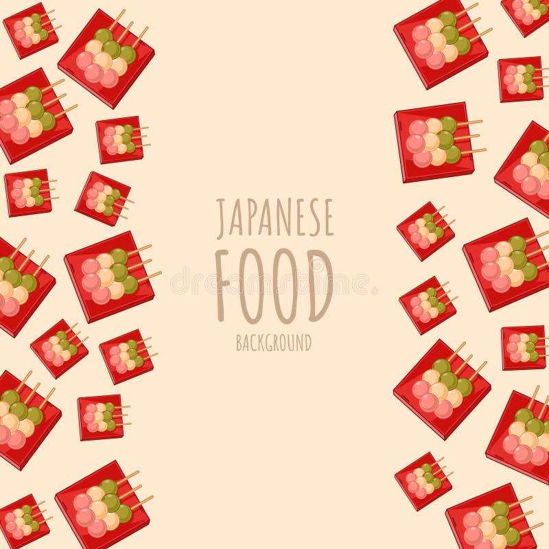 Cartoon Dango Japanese Food Frame Border Background Vektor Abbildung ...
