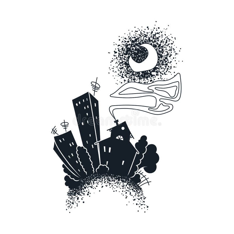 Cartoon dark city. stock vector. Illustration of architecture - 105753599