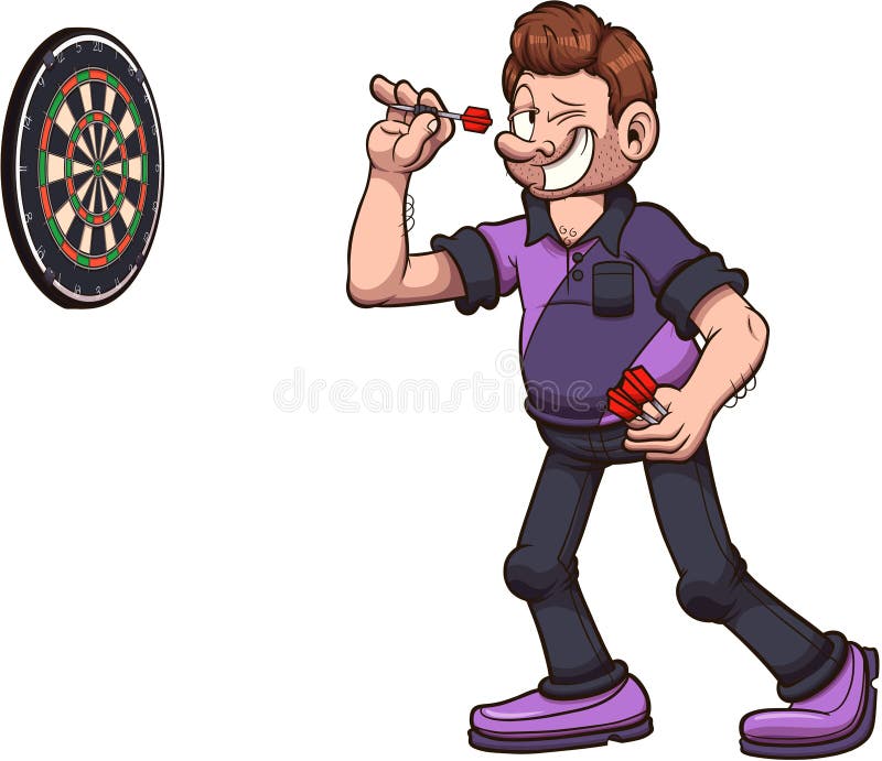 Cartoon Darts Player. Vector Clip Art Illustration with Simple ...