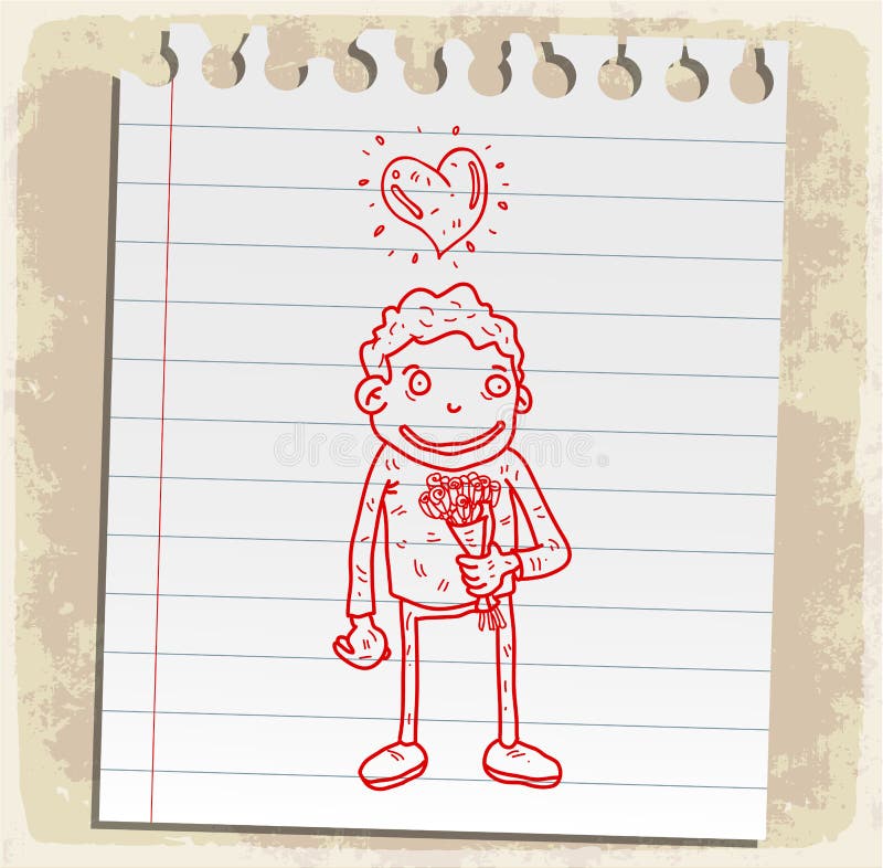 Cartoon Date Love on Paper Note, Vector Illustration Stock Vector ...