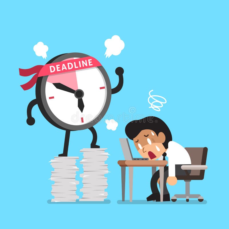 Cartoon Deadline Clock Character Dragging Businessman Stock Vector ...