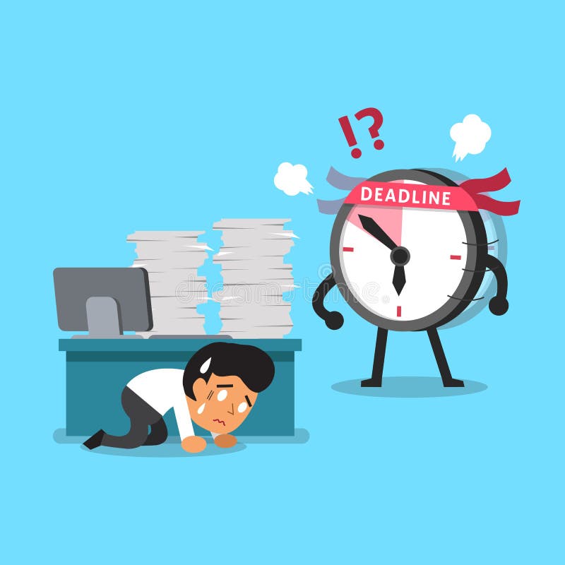 Cartoon Deadline Clock Character Finding Businessman Stock Vector ...