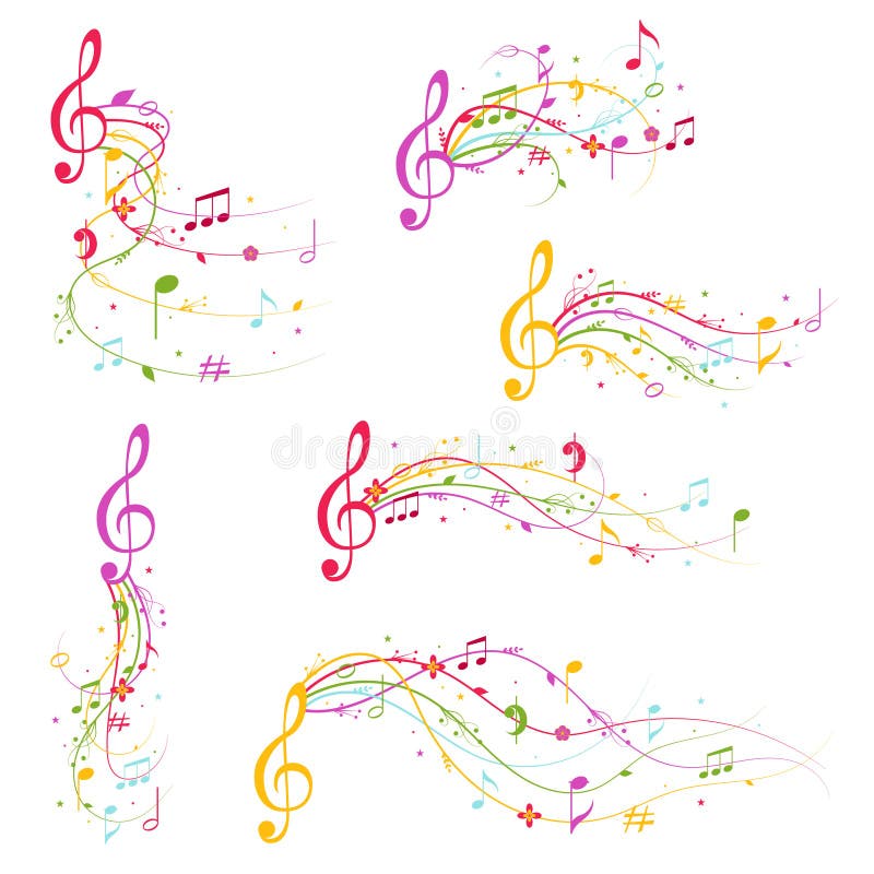 Cartoon Decoration Elements Musical Color Set. Vector Stock Vector ...