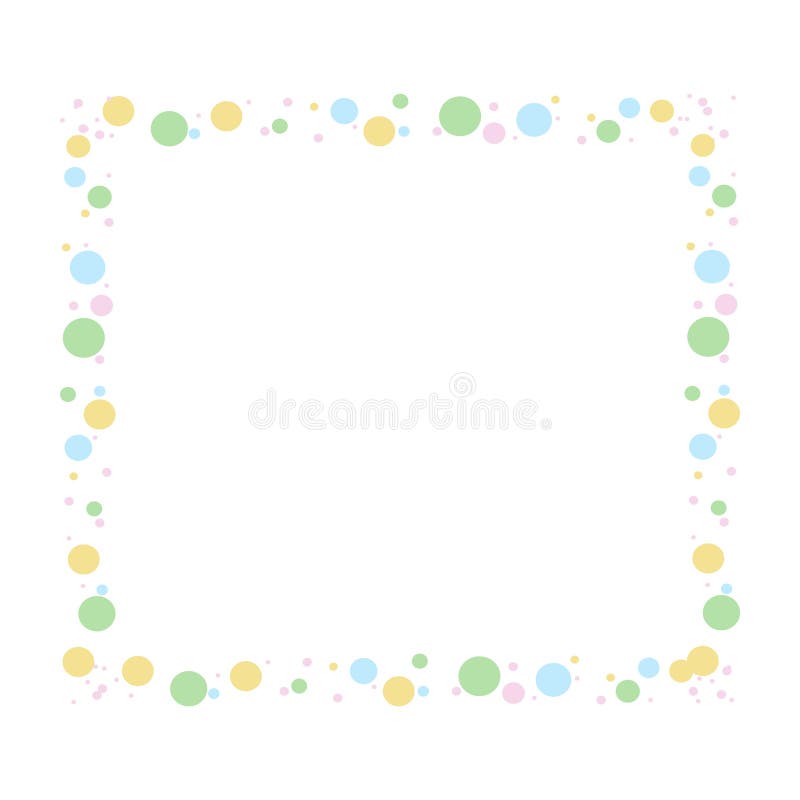 Cartoon Decorative Border Frame. Blank Empty Border with Polka Dot ...