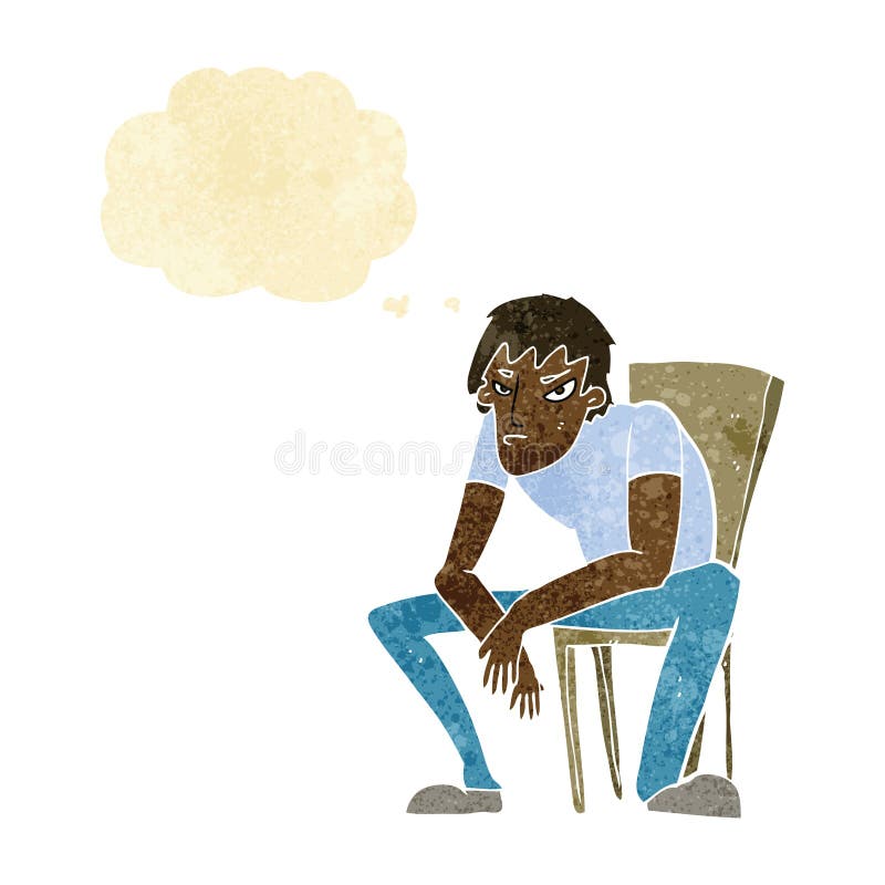 Cartoon Dejected Man with Thought Bubble Stock Illustration ...