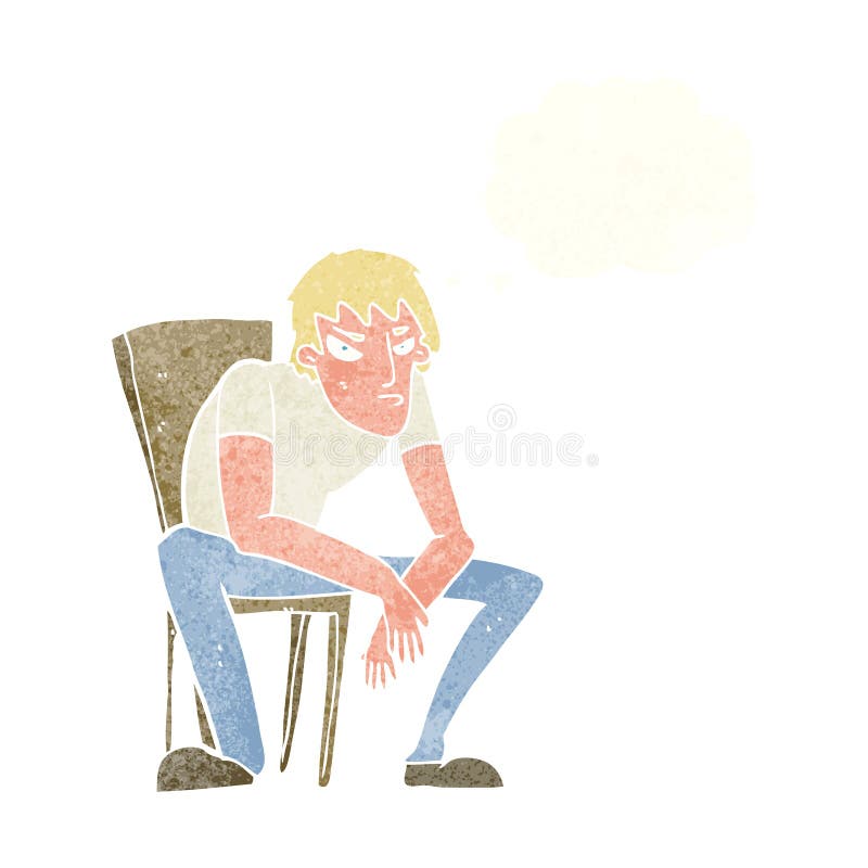 Cartoon Dejected Man with Thought Bubble Stock Illustration ...