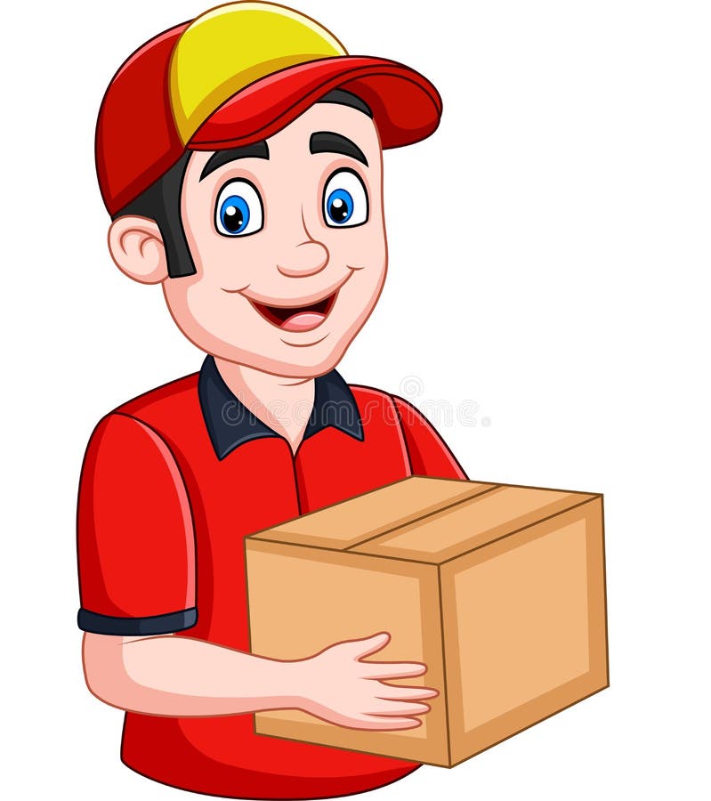 Cartoon Delivery Courier Holding Cardboard Boxes Stock Vector ...