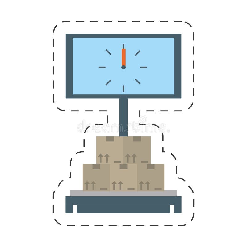 Cartoon Delivery Weight Scale Boxes Stock Illustration - Illustration ...