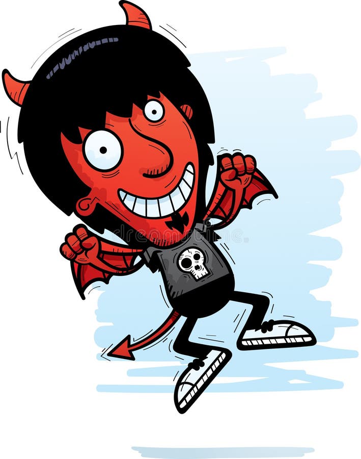 Cartoon Demon Jumping stock vector. Illustration of horns - 116223841