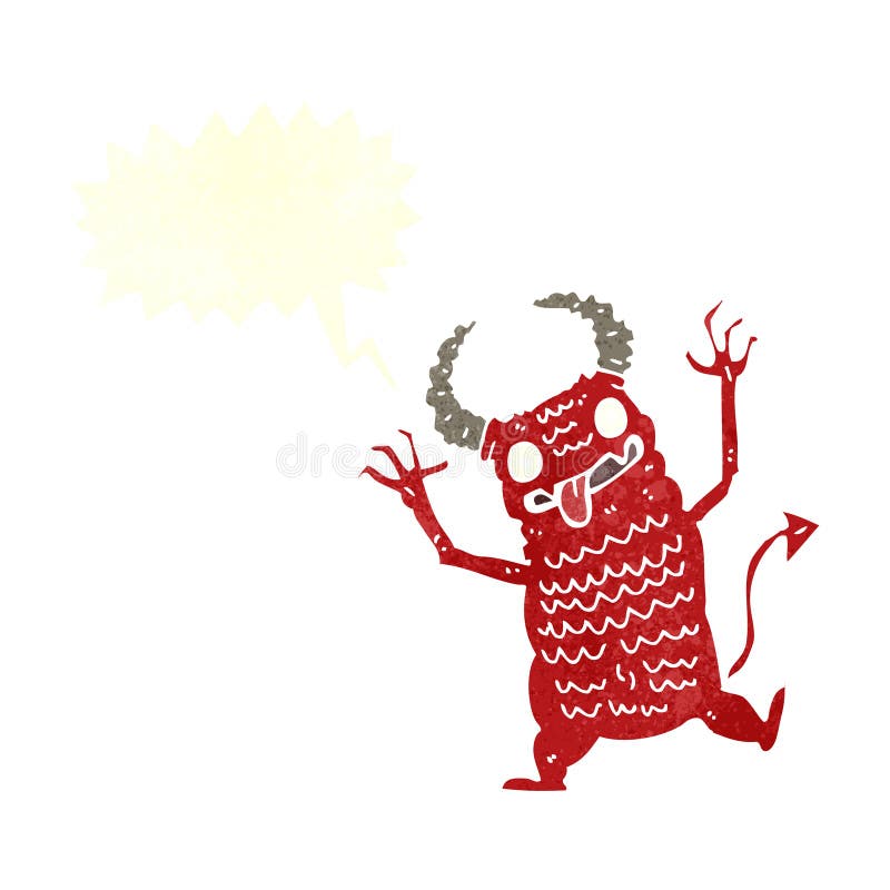 Cartoon Demon with Speech Bubble Stock Illustration - Illustration of ...