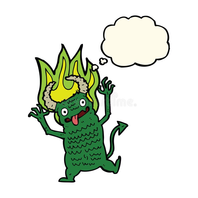 Cartoon Demon with Thought Bubble Stock Illustration - Illustration of ...
