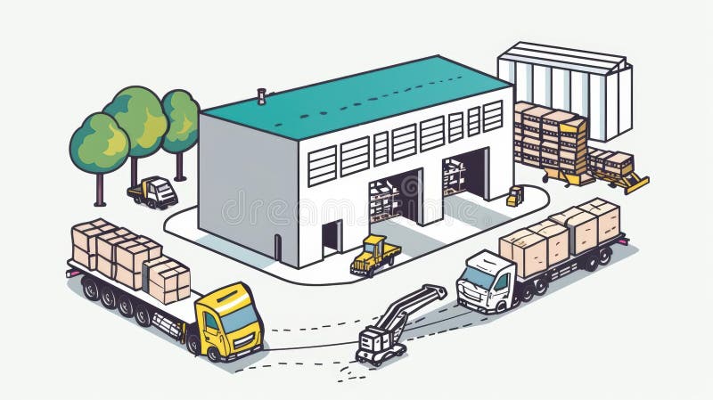Cartoon Depicting Clean and Efficient Logistics Operations Stock ...