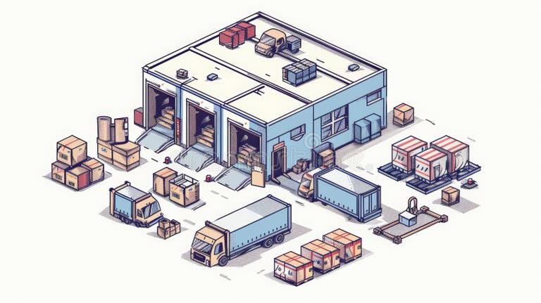 Cartoon Depicting Clean and Efficient Logistics Operations Stock ...