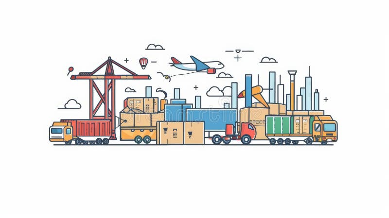 Cartoon Depicting Clean and Efficient Logistics Operations Stock ...