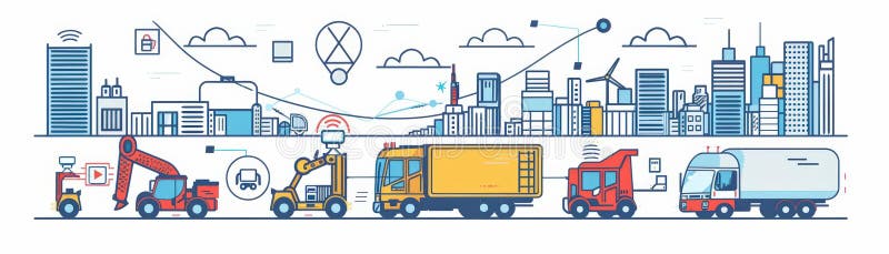 A Cartoon Depicting Efficient Logistics with Smart Vehicles and Robots ...