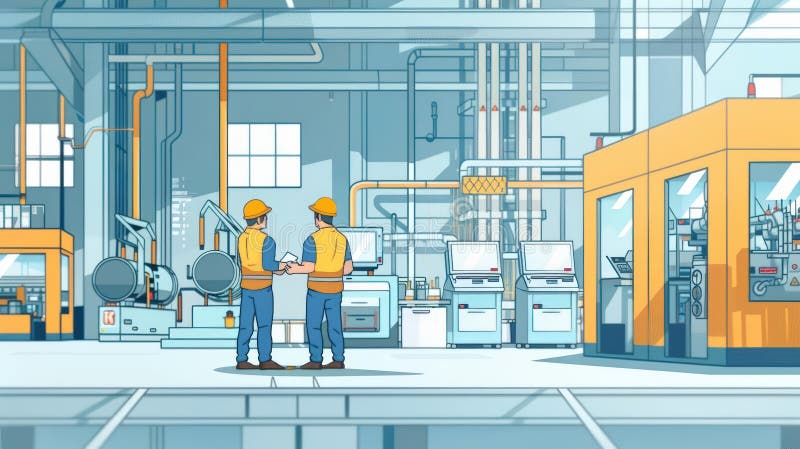 Cartoon Depicting the Safety Protocols in a Modern Factory Stock ...