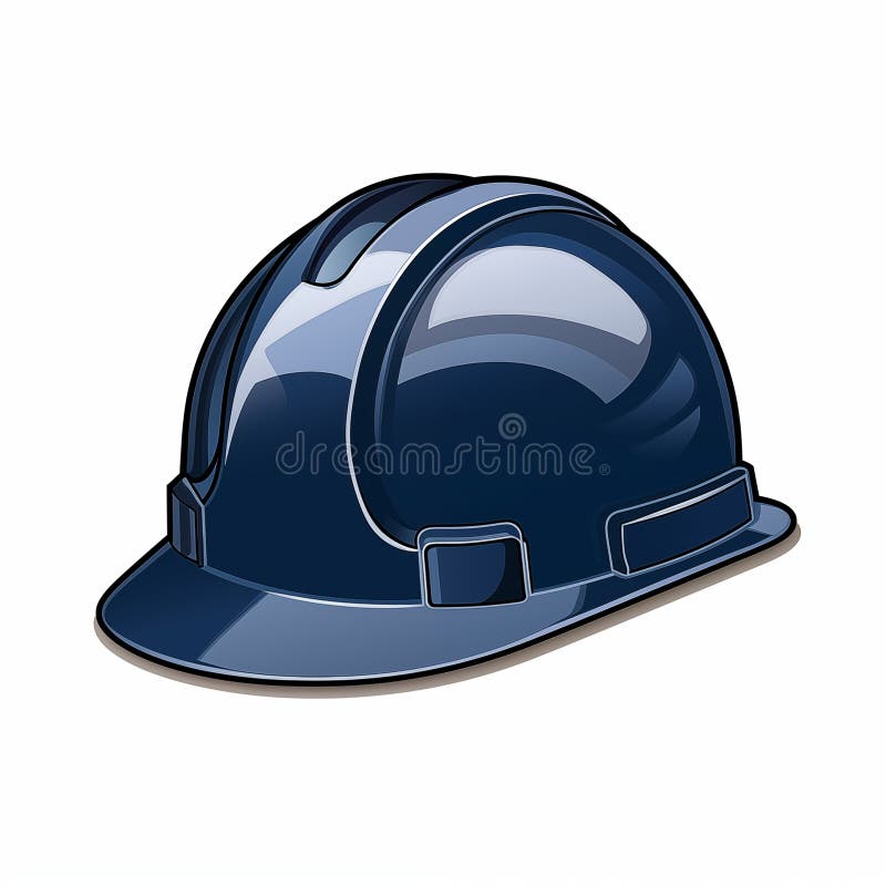 Cartoon Depiction of a Blue Construction Hard Hat Resting on a Flat ...