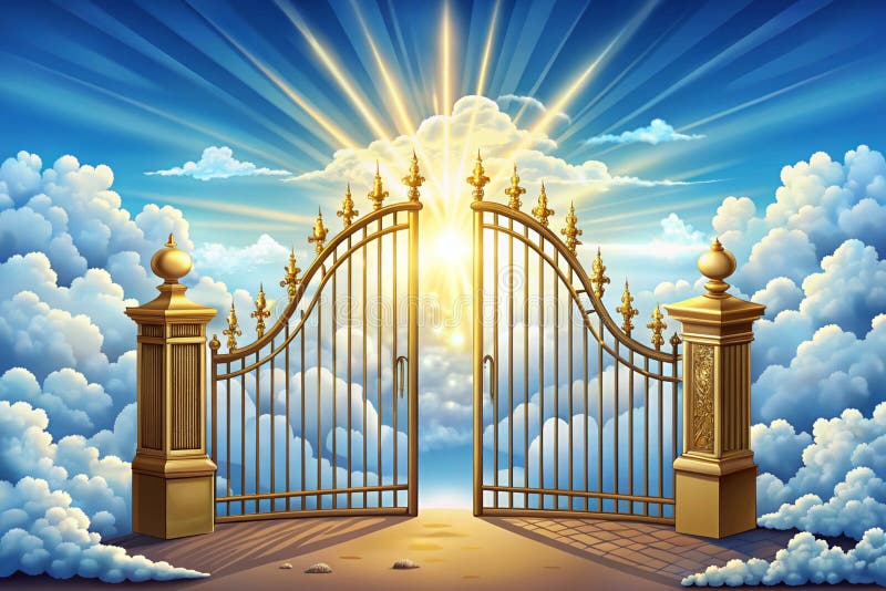 Cartoon Depiction of the Gates of Heaven Stock Illustration ...