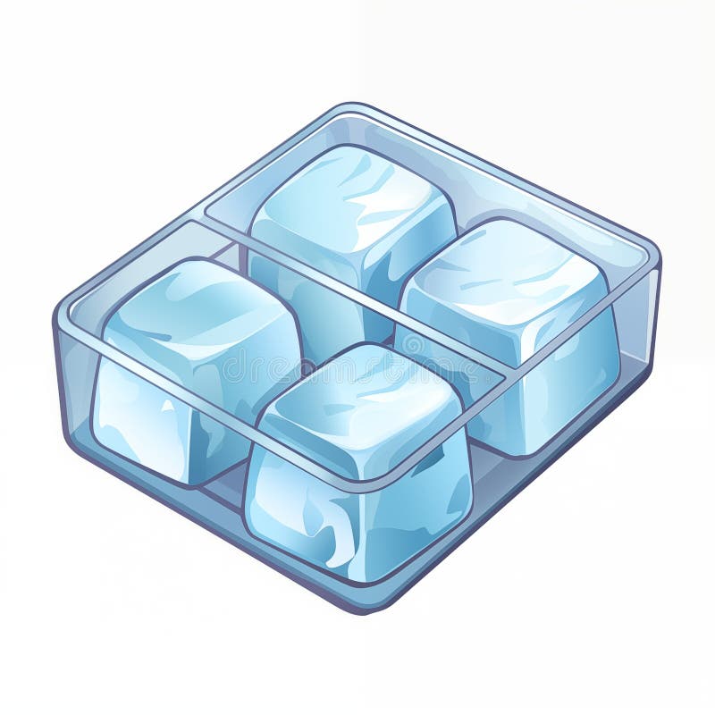 A Cartoon Depiction of Ice Cubes in a Tray Resting on a Surface in a ...