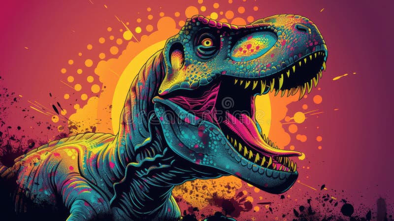 A Cartoon Depiction of a T. Rex Head, Featuring Bold, Graphic Elements ...