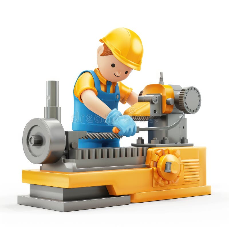 Worker Operating Industrial Gear Cutting Machine Stock Illustrations ...