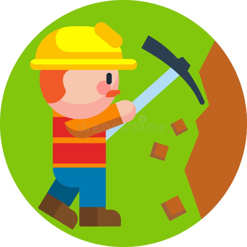 Miner Worker Mining Rock Isolated Vector Illustration Stock Vector ...