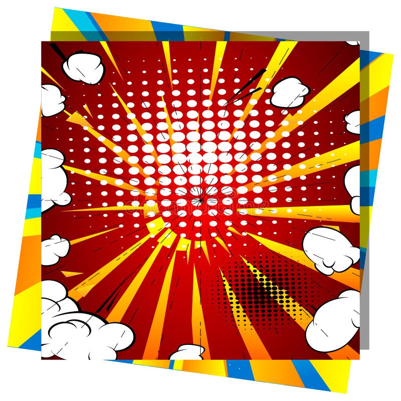 Cartoon Design Colored Background. Comic Book Illustrations Stock ...