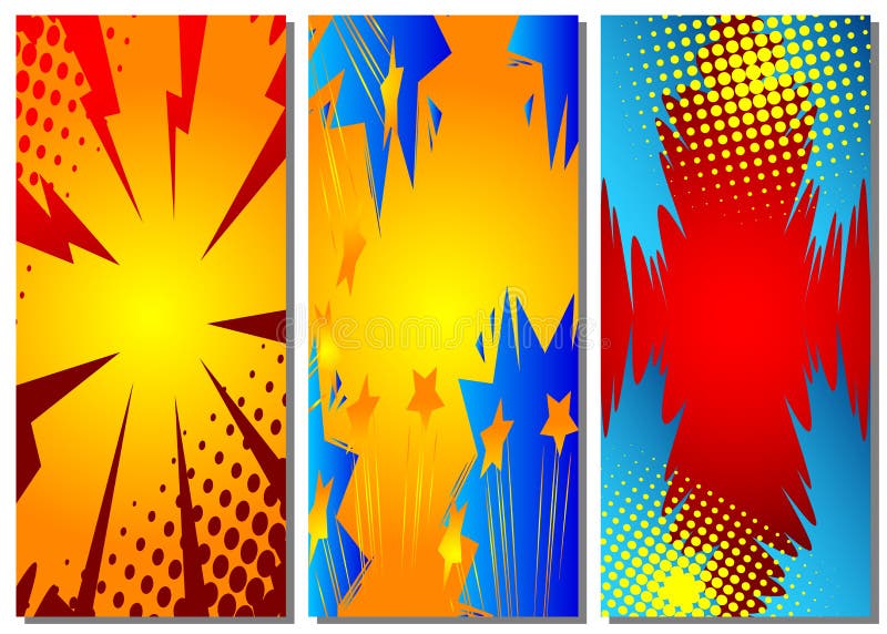 Comic Book Illustration Standing Banners Backgrounds. Stock Vector ...