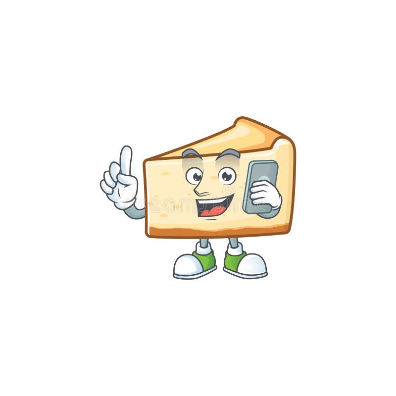 Cartoon Design Concept of Cheese Cake Talking on Phone Stock Vector ...